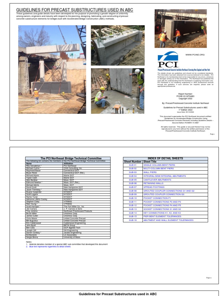Pci - Guidelines For Precast Substructures Used in Abc - 2022 | PDF ...