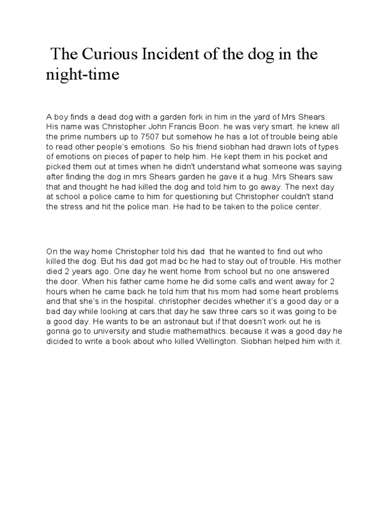 The Curious Incident of The Dog in The Night | PDF | Mystery, Thriller ...