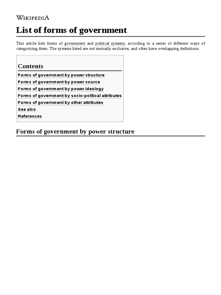 List of Forms of Government | PDF | Monarchy | Democracy