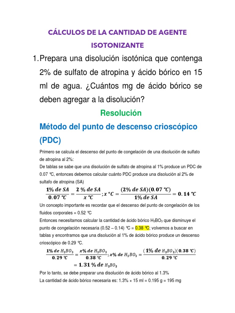 Cálculos de Isotonicidad-2 | PDF | Química Física | Sustancias químicas