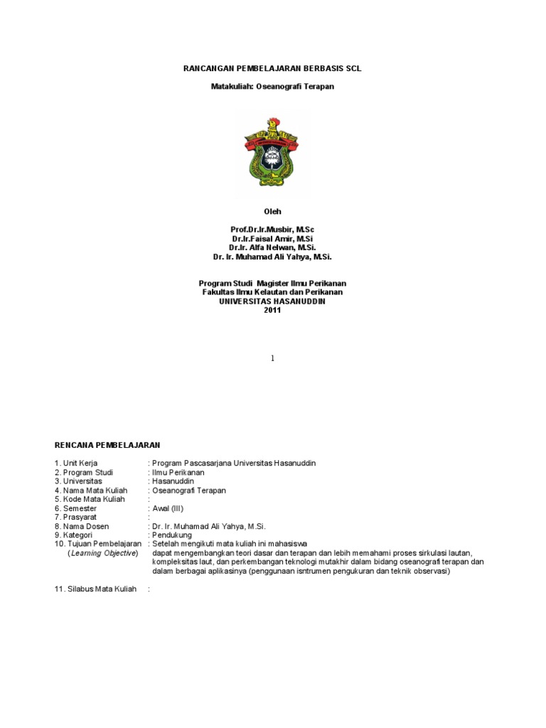 Modul Kuliah Oseanografi Terapan (Ali Yahya) | PDF