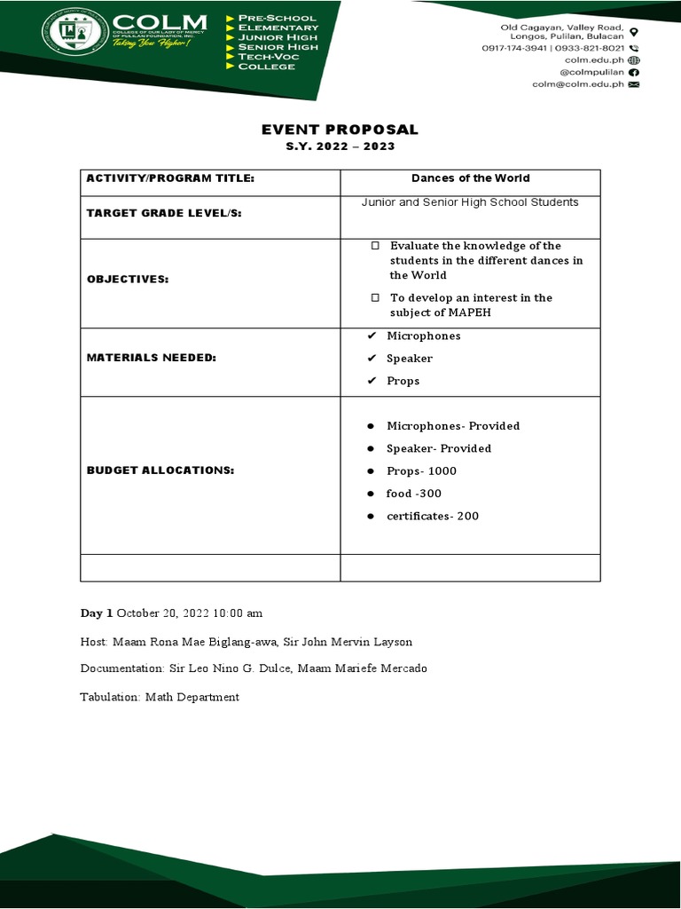 Dances of The World Proposal | PDF