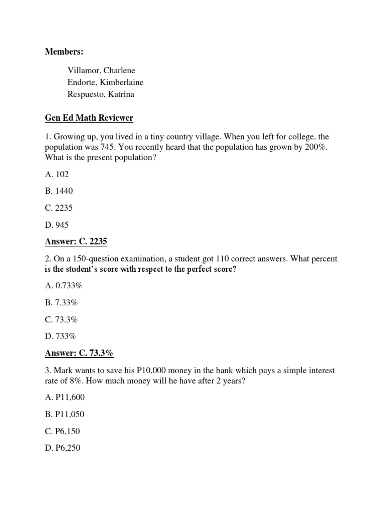 Gen Ed Math Reviewer | PDF | Triangle | Angle