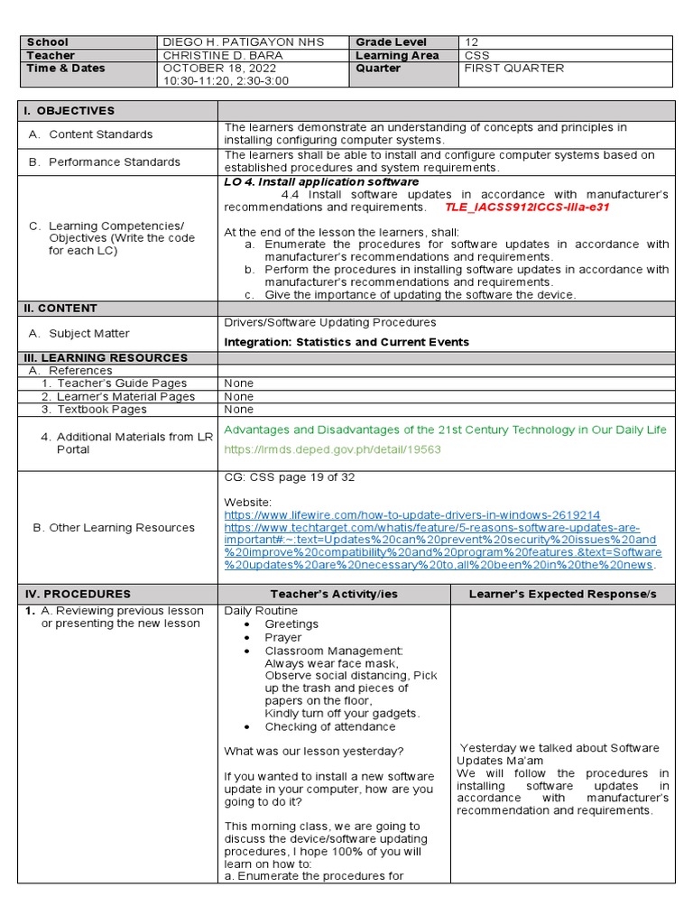 DLP For Observation October 18 2022 CSS 12 | PDF | Computer Security | Security