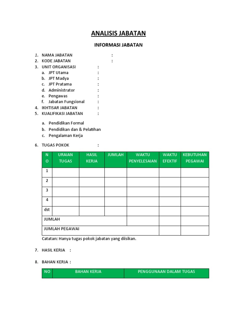 Template Analisis Jabatan V1.0 | PDF
