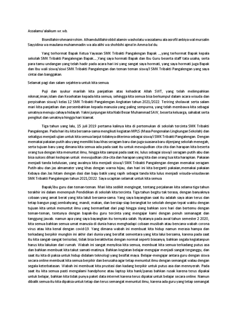 PIDATO KELULUSAN Rama Ripalno | PDF