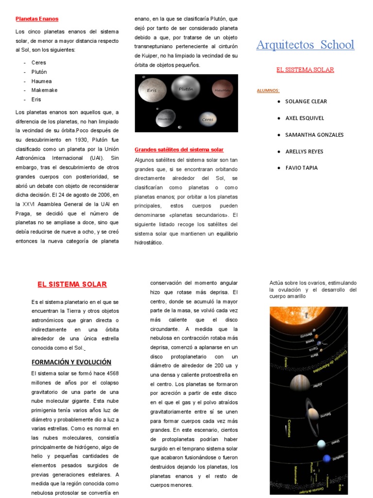 Triptico SAMANTHA | PDF | Sistema solar | Planetas