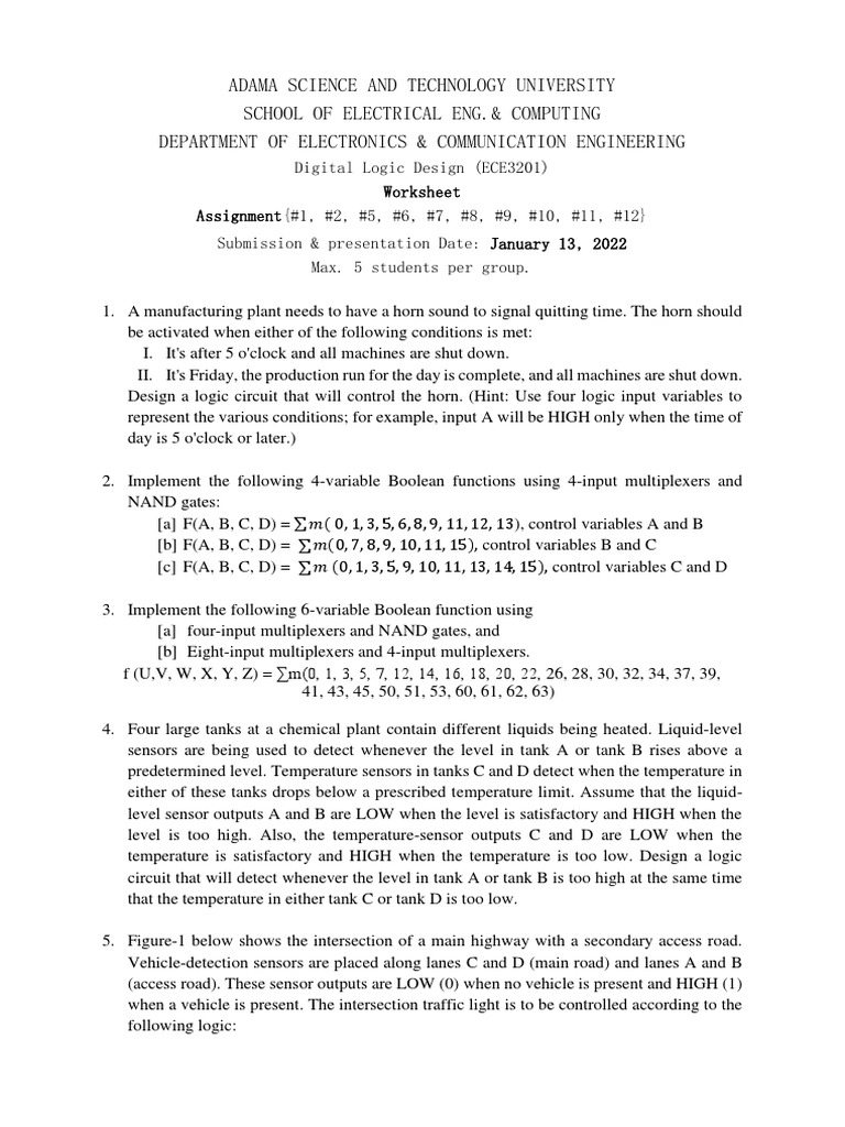 DLD Assignment Worksheet 2021 | PDF | Logic Gate | Computer Science