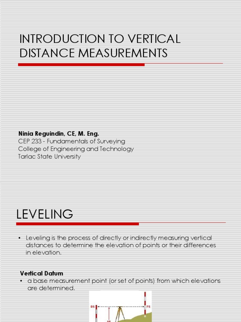 Vertical Distance Measurement Basics | PDF | Surveying | Science