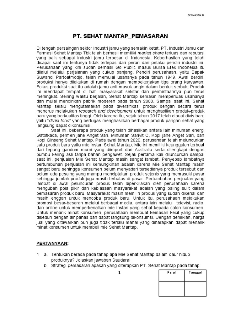 Diskusi 1 - Sehat Mantap - Pasar | PDF