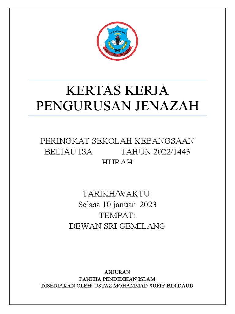Kertas Kerja Pengurusan Jenazah Skbi 2022 | PDF