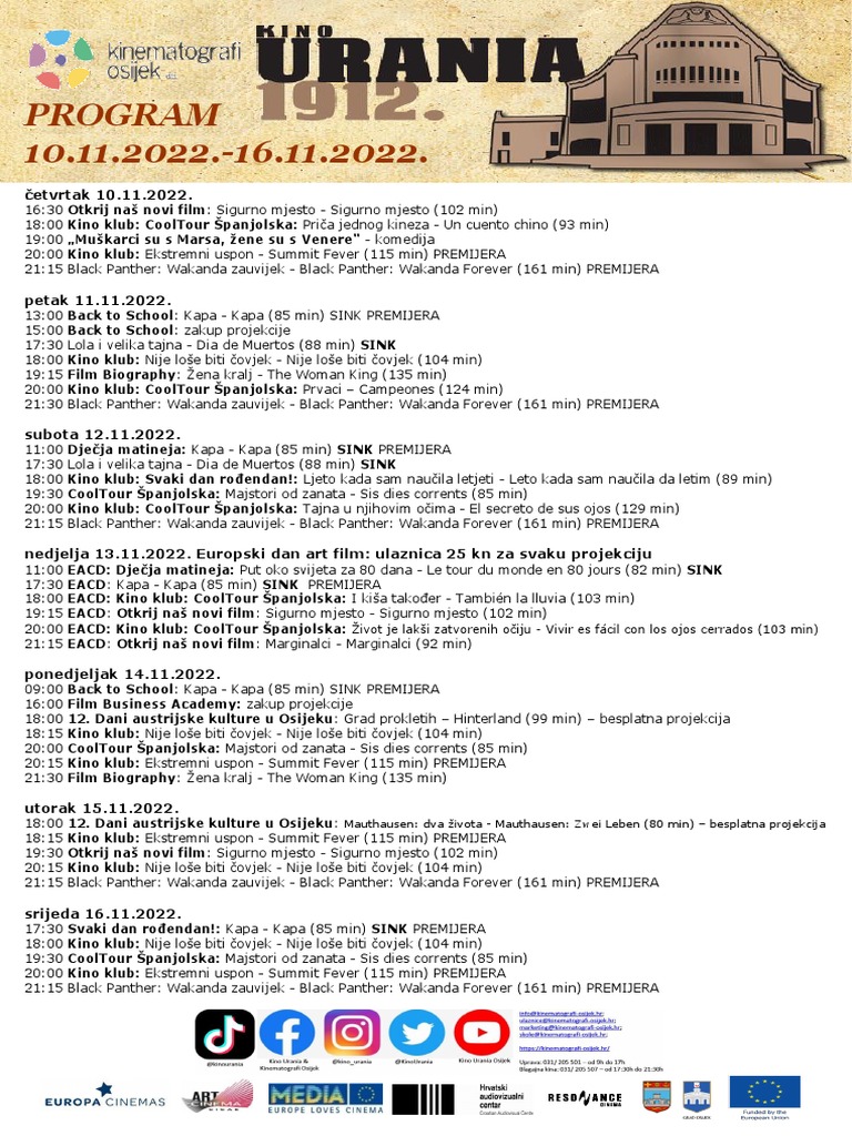 Program Kina Urania 10.11.-16.11.2022 | PDF