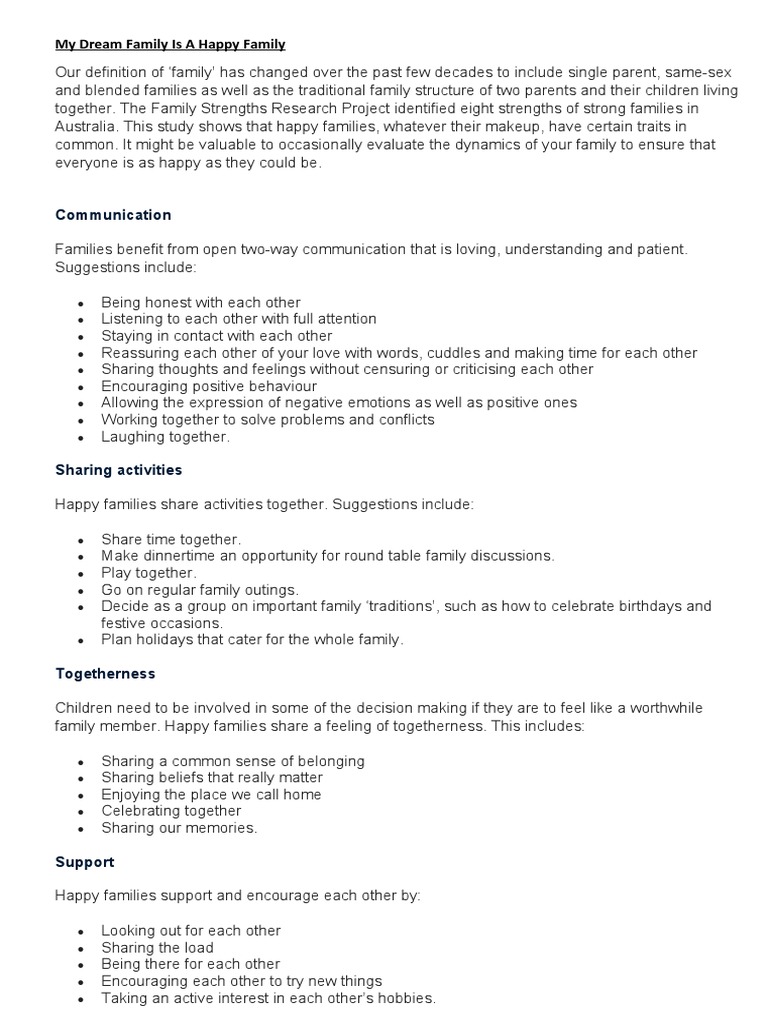 My Dream Family Is A Happy Family | PDF | Family | Adolescence