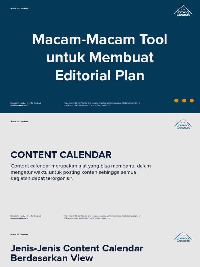 Macam-Macam Tool Untuk Membuat Editorial Plan: Home For Creators | PDF ...