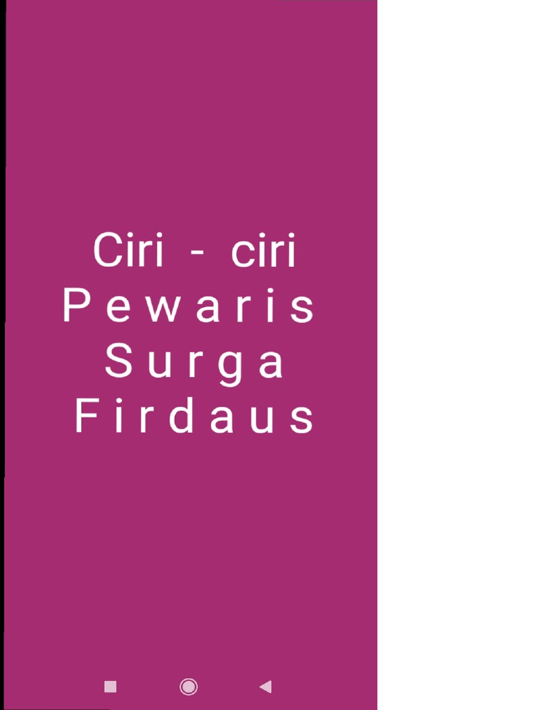 Ciri-Ciri Penghuni Syurga Firdaus | PDF