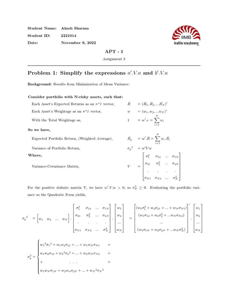 Asset Pricing Theory - Problem Set 3 | PDF | Statistical Analysis | Teaching Mathematics