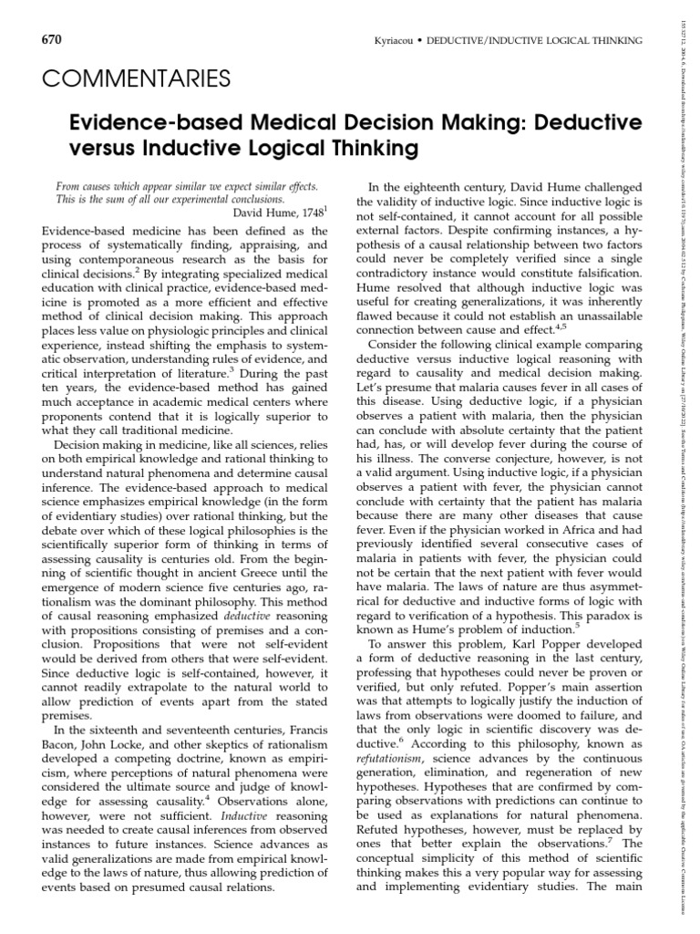 Clincal Reasoning (Decision-Making) | PDF | Inductive Reasoning | Deductive Reasoning