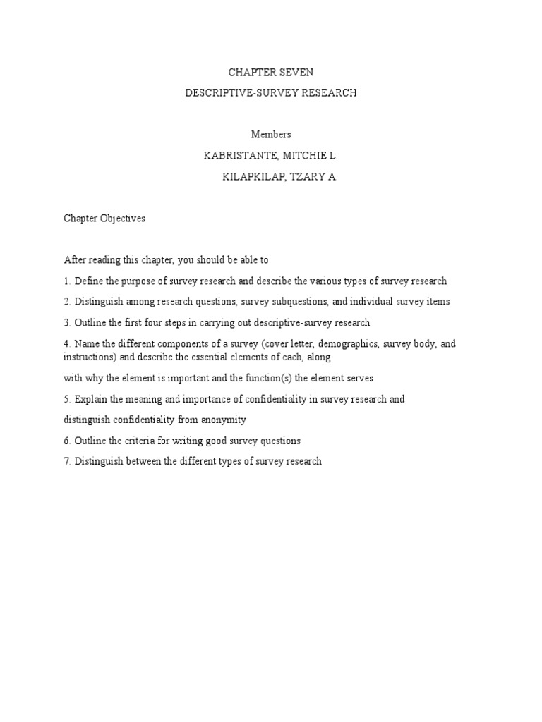 CHAPTER 7 Descriptive Survey Research | PDF | Survey Methodology | Sampling (Statistics)