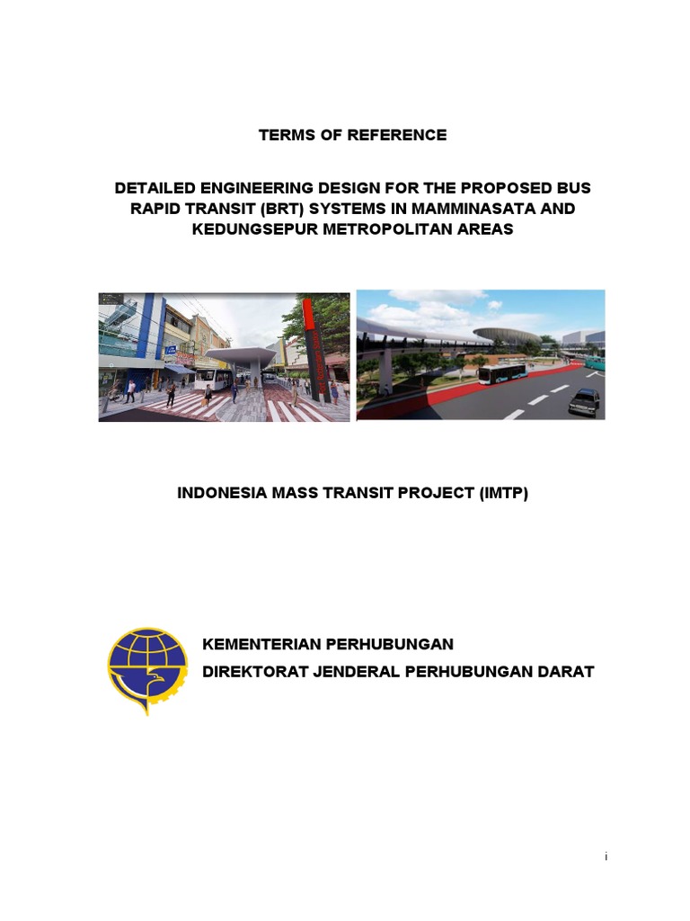 TOR - DED BRT Mamminasata and Kedungsepur | PDF | Traffic | Bus