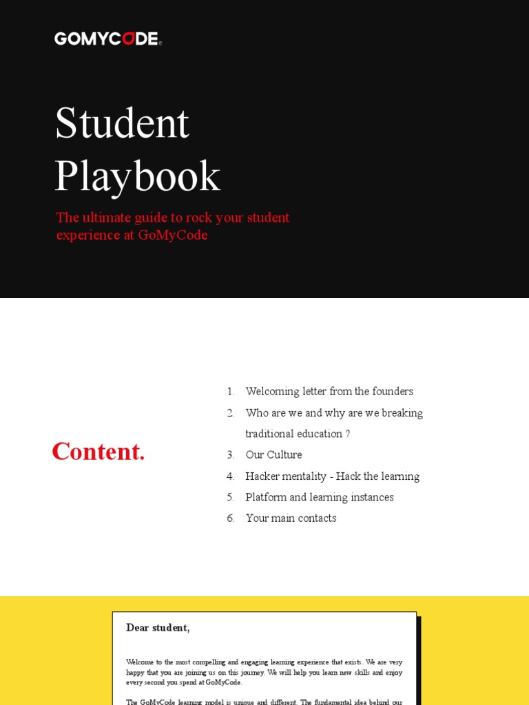 Student Playbook - GOMYCODE 2022 | PDF | Educational Assessment | Learning