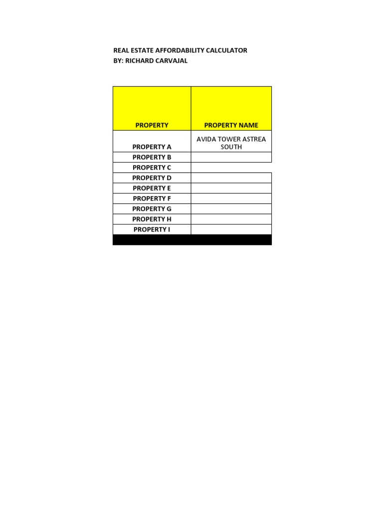 Real Estate Affordability Calculator | PDF