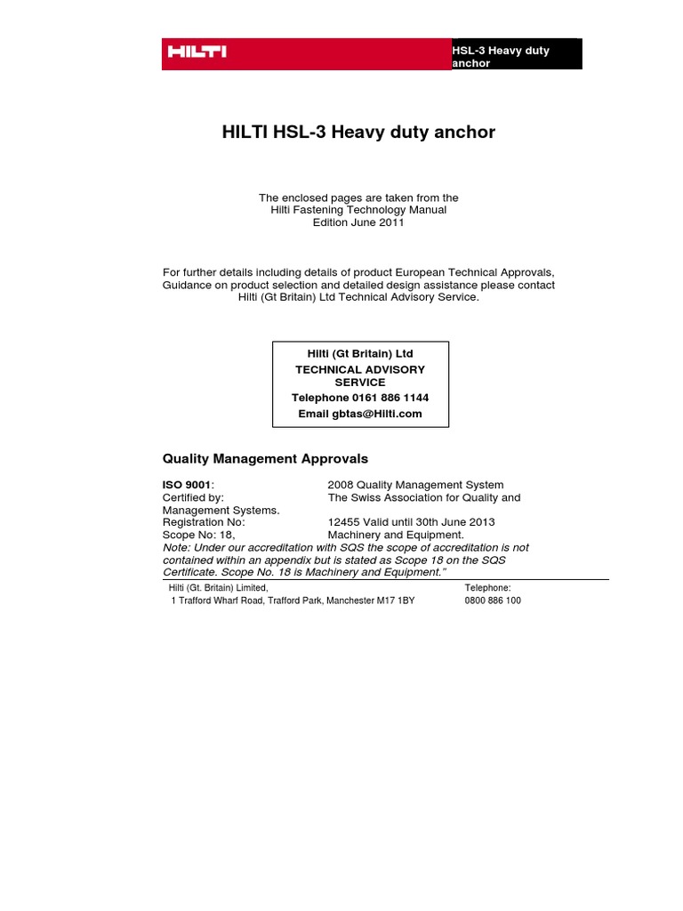 HSL 3 Heavy Duty Anchor | PDF | Screw | Concrete