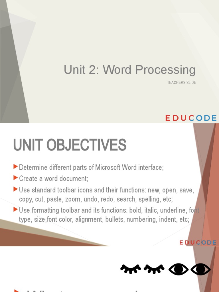 Presentation - Unit No.2 - Lesson No.1-2 - Grade 10 | PDF | Microsoft Word | System Software