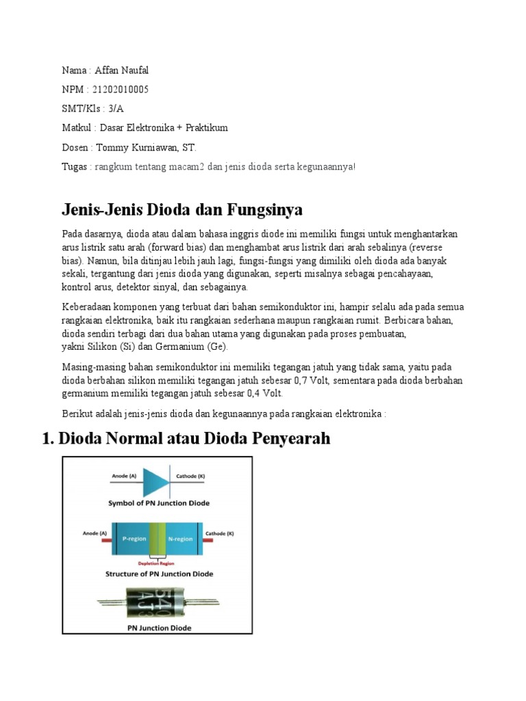 Jenis-Jenis Dioda & Fungsinya | PDF | Teknologi & Rekayasa