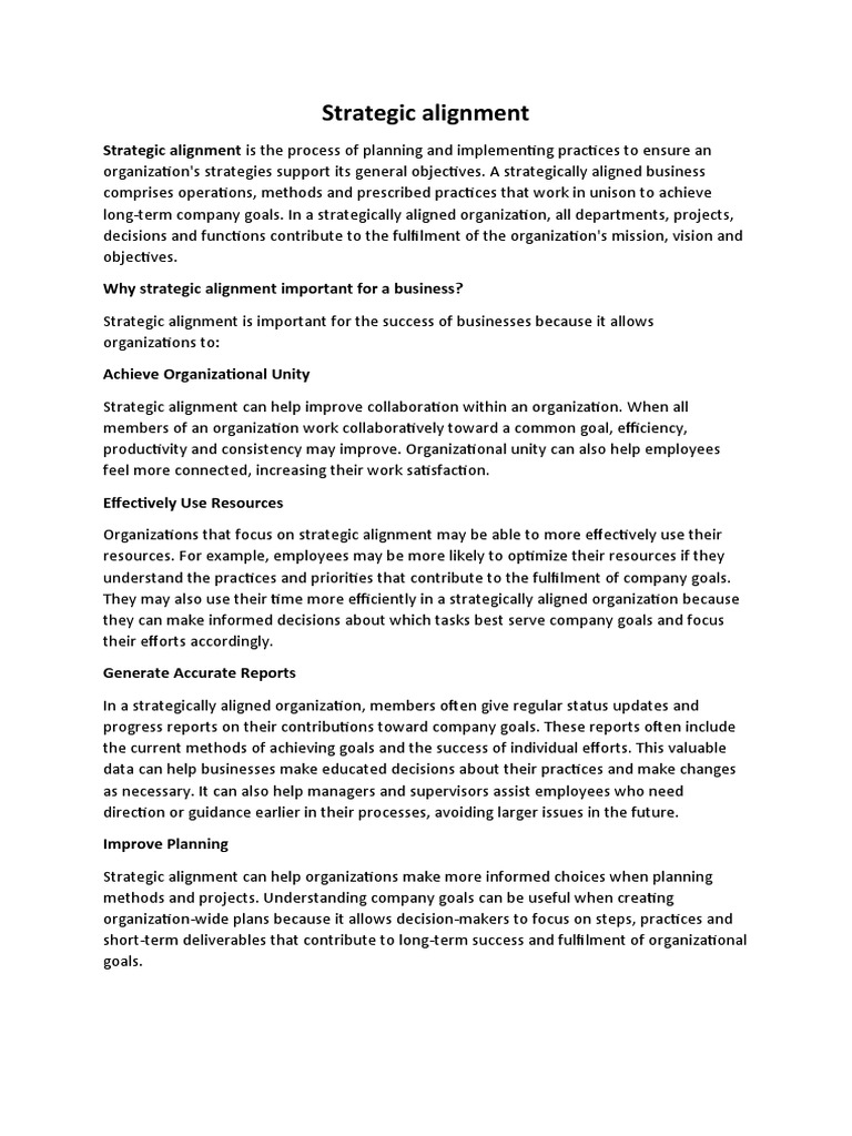 Strategic Alignment | PDF | Goal | Leadership
