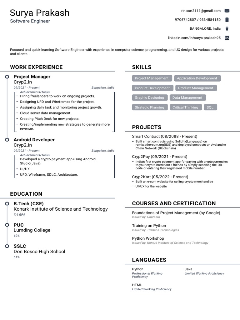 Surya's Resume | PDF | Android (Operating System) | Python (Programming Language)