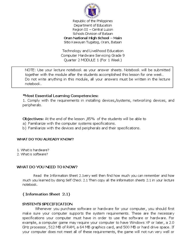 q2 Chs 9 Module 1 Week 1 | PDF | Central Processing Unit | Random ...