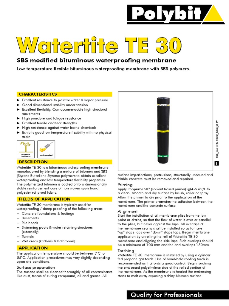 Watertite TE 30 | PDF | Asphalt | Concrete