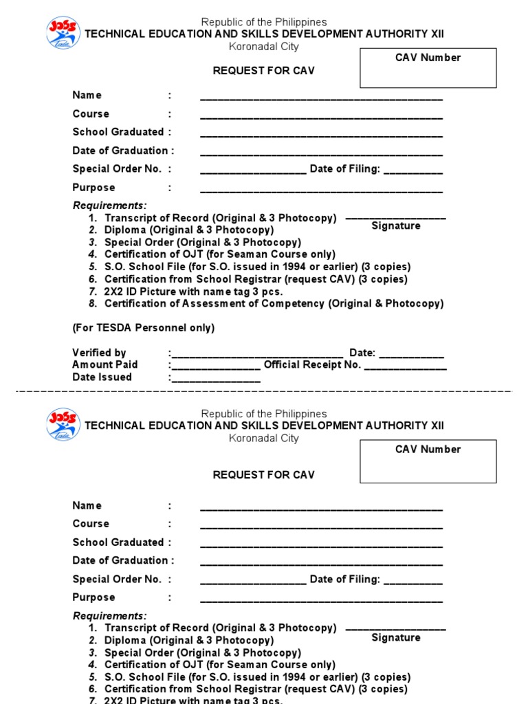 CAV Application Form | PDF