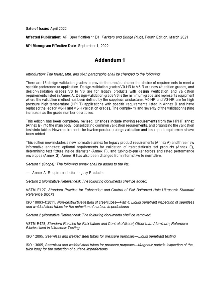 API 11D1 - 4th 2021 Addendum 1 | PDF | Visual Cortex | Verification And ...