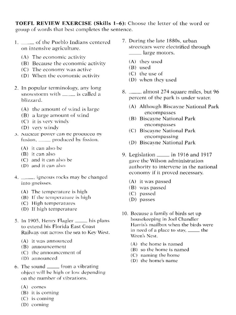 Soal Excercise Toefl | PDF