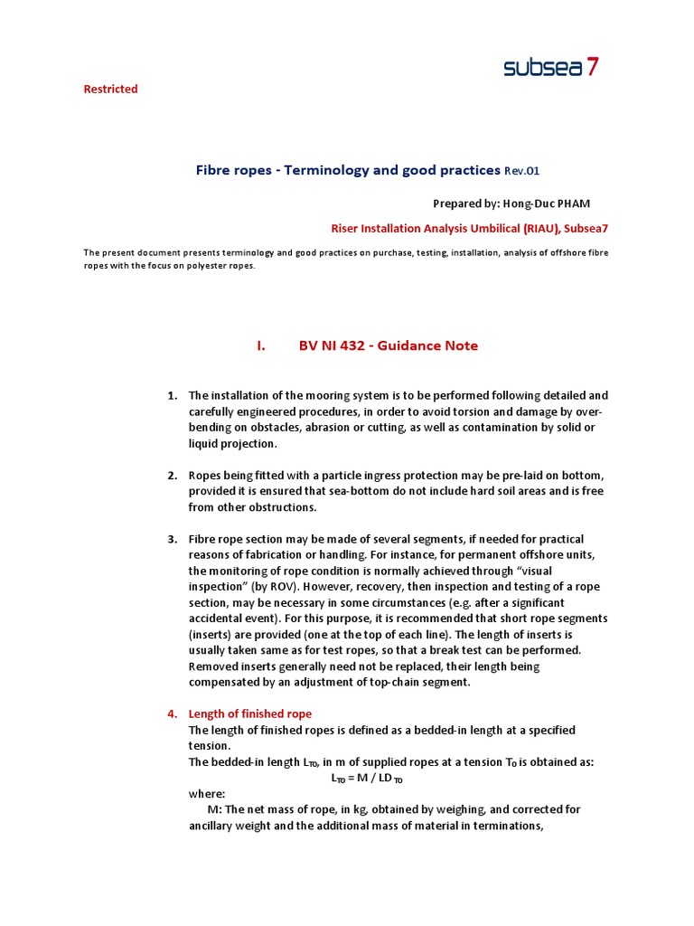 Fibre Rope - Terminology and Good Practices | PDF | Creep (Deformation ...