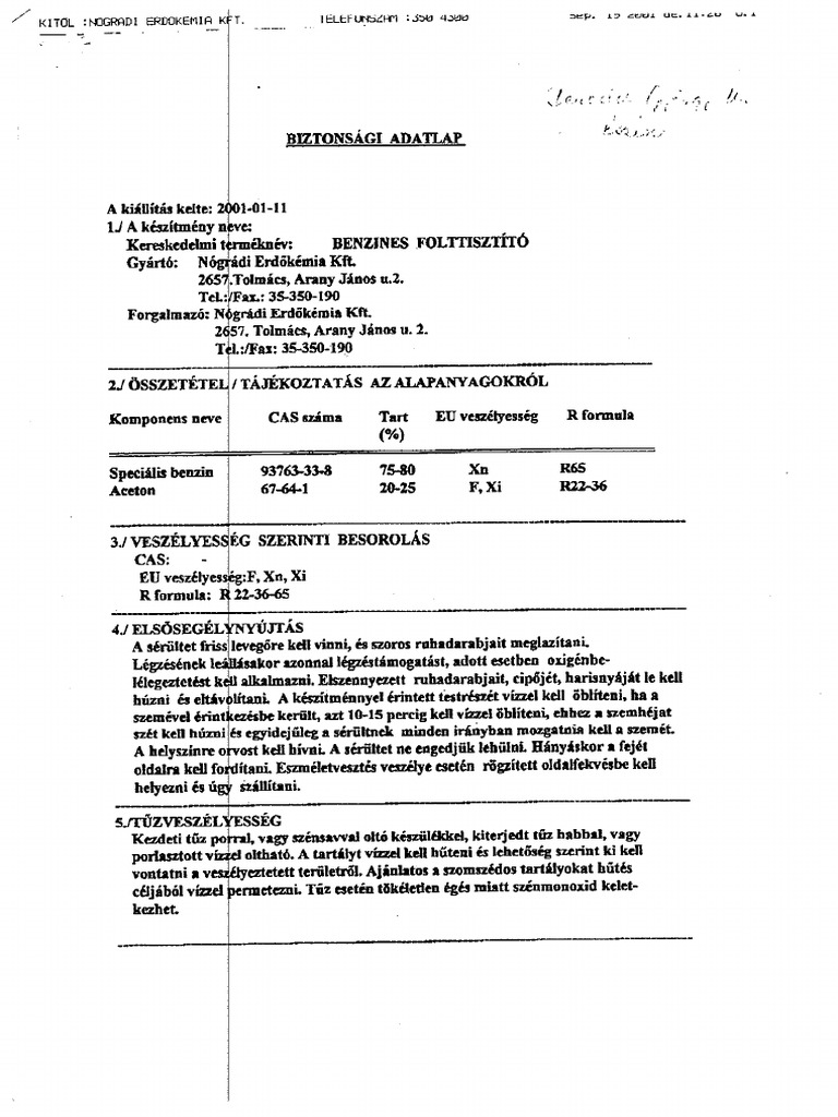Biztonsági Adatlapok 1-13 | PDF