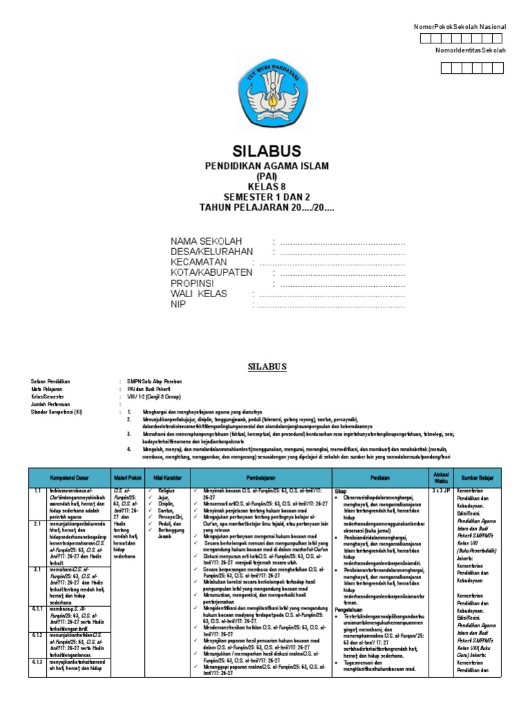 Silabus PAI & BP Kelas 8 | PDF