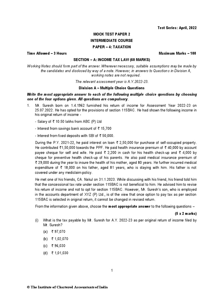 MTP Taxation Question Paper 2 | PDF | Invoice | Taxes