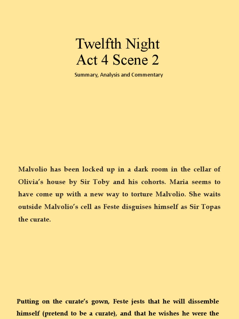 Twelfth Night Act 4 Scenes 2 and 3 Notes by Chris Stroffolino | PDF ...