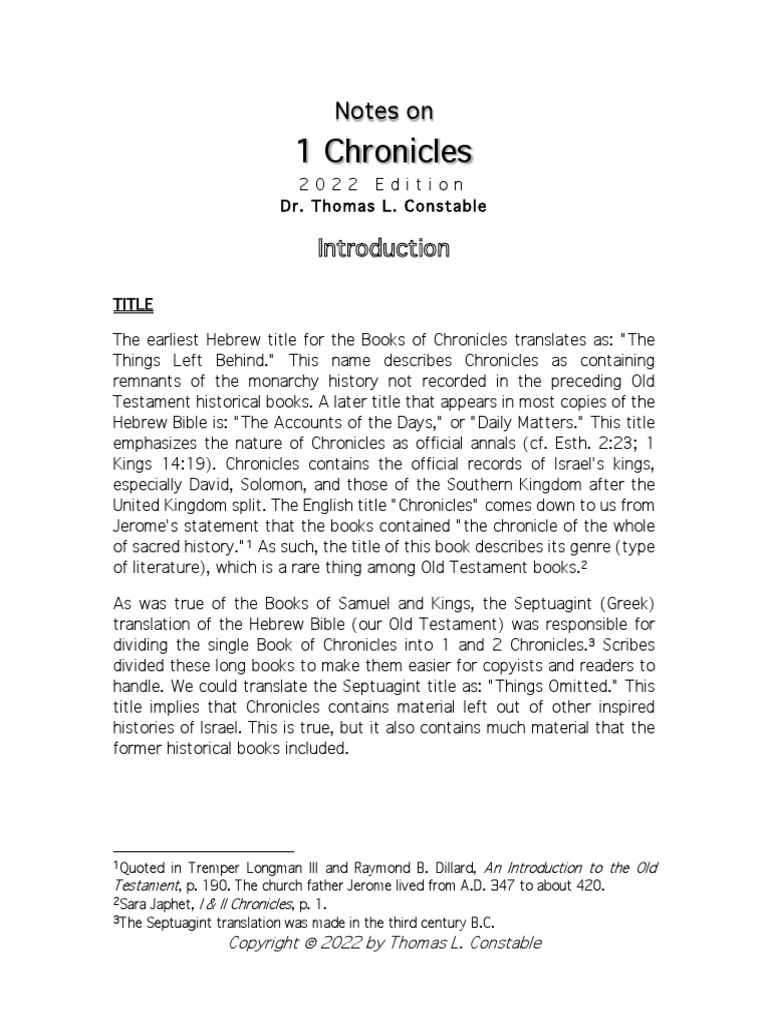 1 Chronicles | PDF | Books Of Chronicles | Book Of Genesis