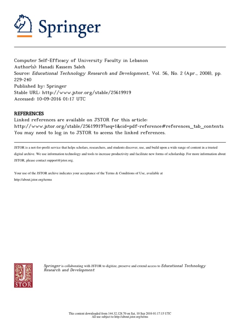Springer Educational Technology Research and Development | PDF | Self ...
