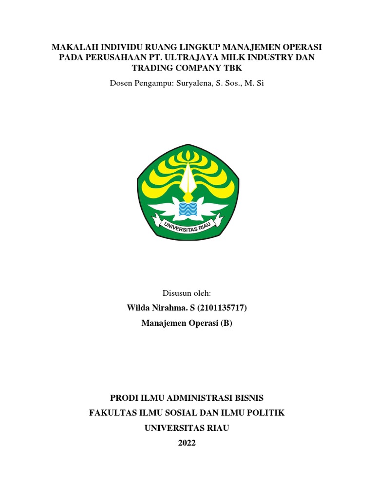 Makalah Individu Ruang Lingkup Manajemen Operasi | PDF | Bisnis Makalah Individu Ruang Lingkup Manajemen Operasi | PDF | Bisnis