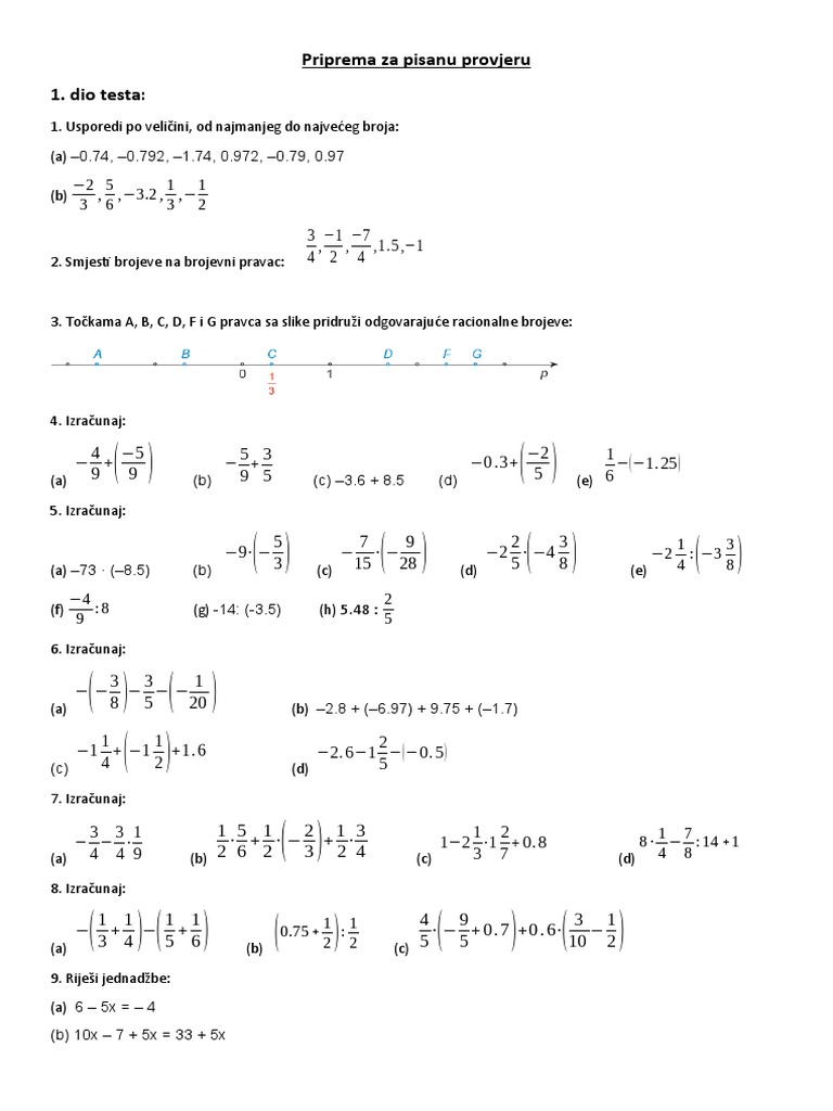 Priprema Za 1. Pisanu Provjeru | PDF