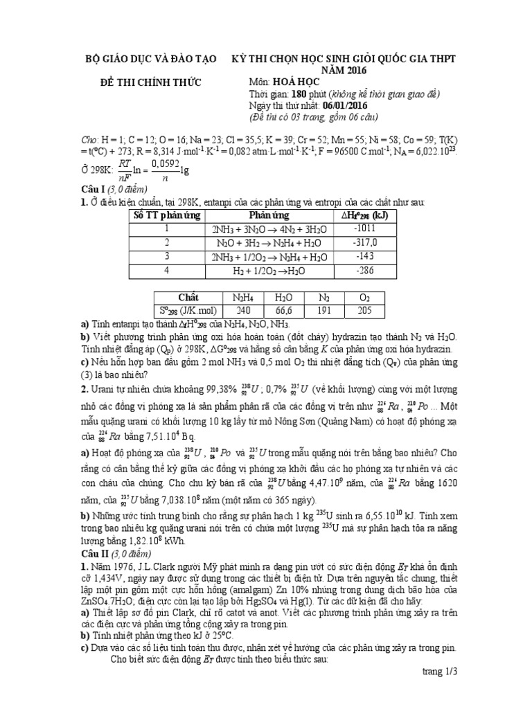 De HSG QG 2016 - Ngay 1 | PDF