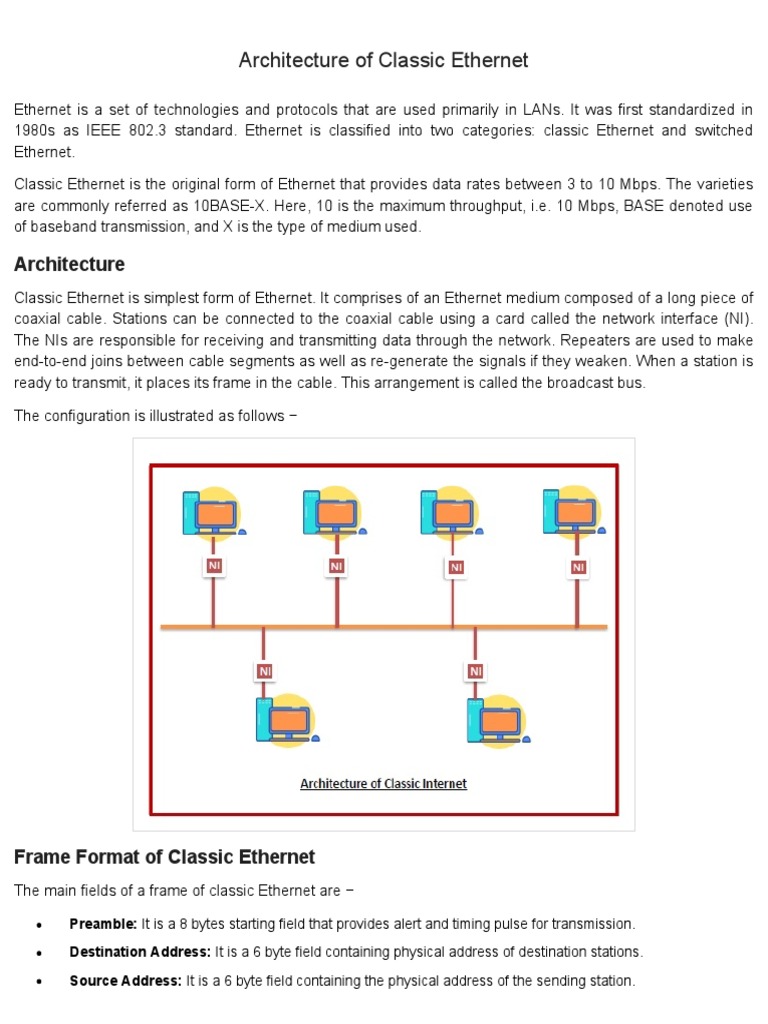 Architecture of Classic Ethernet | PDF