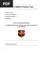 PRACTICE TEST Year 7 Maths Progress Test 2 | PDF | Area | Elementary ...