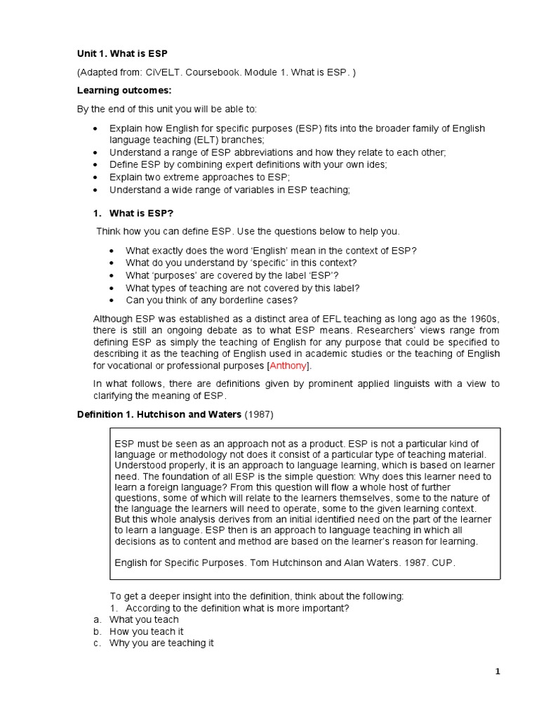 Unit 1 | PDF | Teaching Method | English As A Second Or Foreign Language