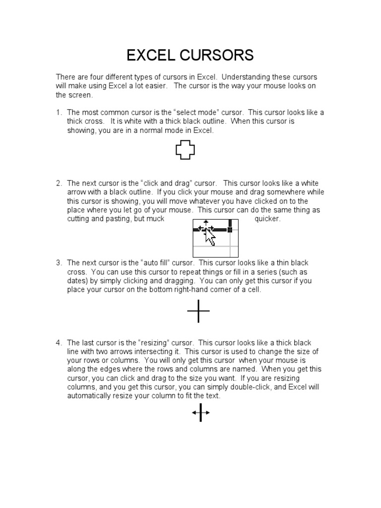 Explanation of Excel Cursors-26tlt84 | PDF