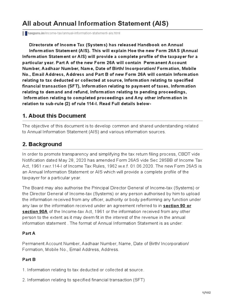 Taxguru - In-All About Annual Information Statement AIS | PDF | Tax ...